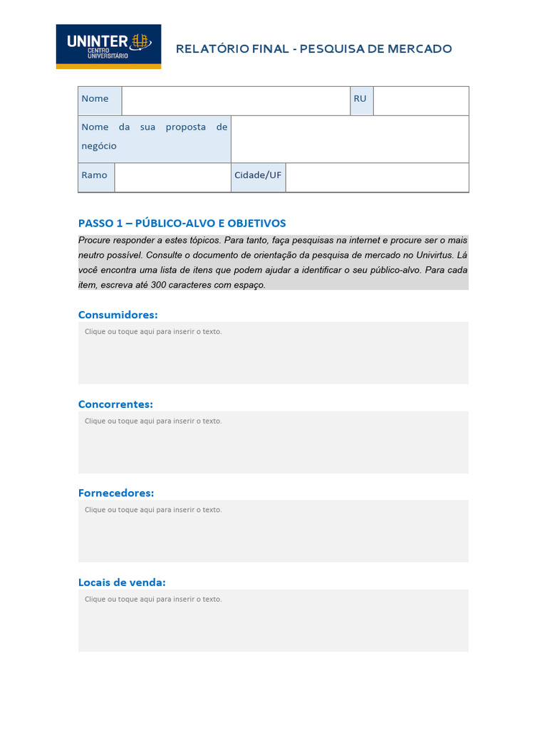 Template - Relatorio Final - Pesquisa de Mercado | PDF | Margem de erro ...