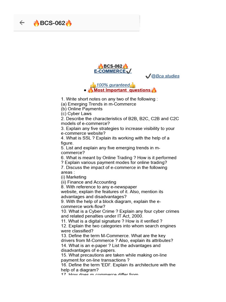 BCS - 062 Important Question | PDF