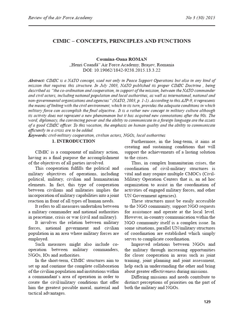 Understanding CIMIC in Military Operations | PDF | Non Governmental ...