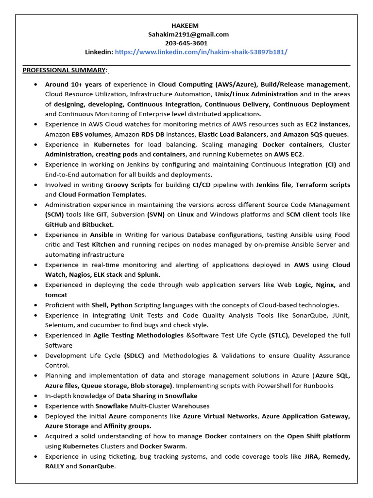 Abdul Hakeem Azure Devops Resume Pdf Cloud Computing Amazon Web Services 
