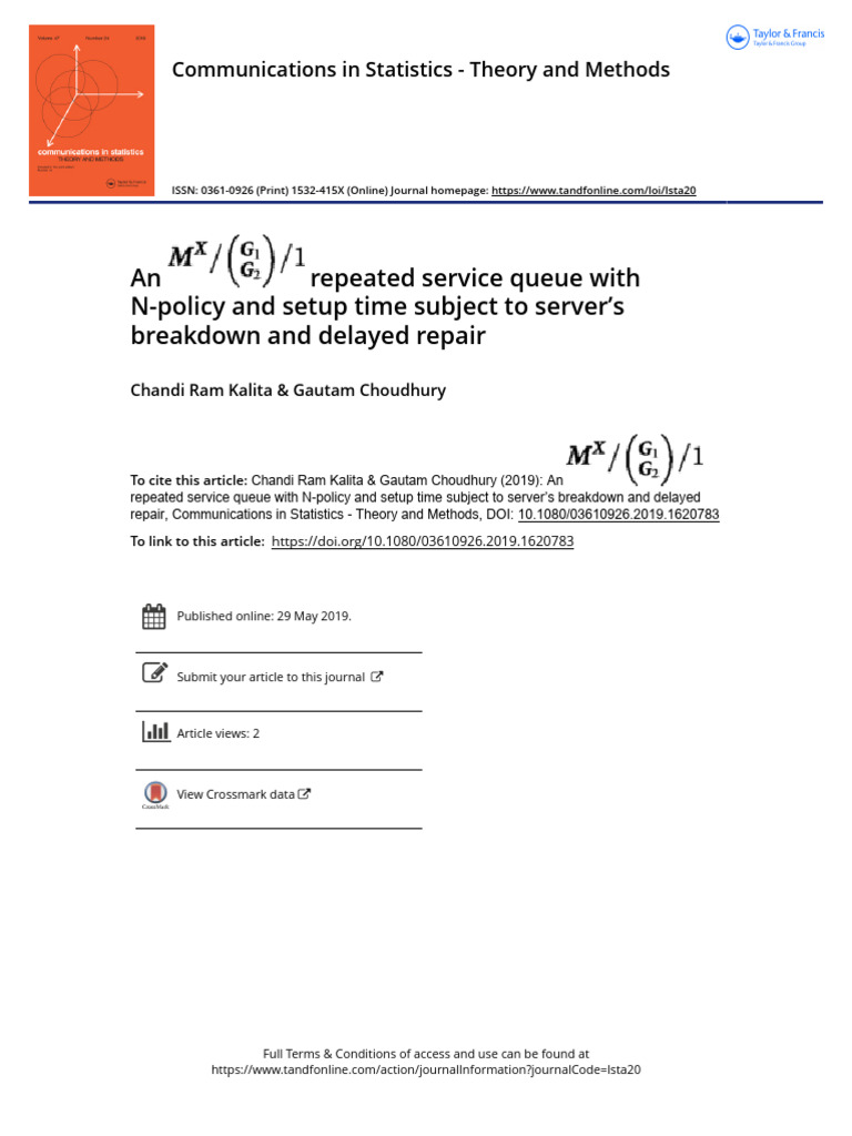 An Repeated Service Queue With N Policy and Setup Time Subject To ...