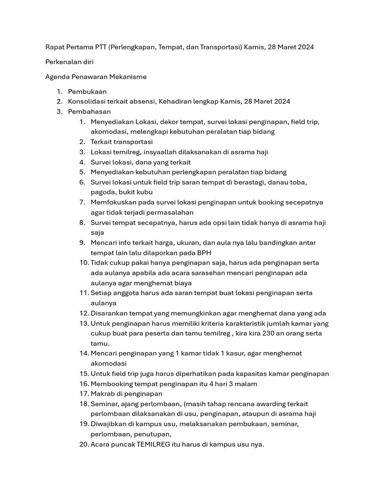 NOTULENSI SYURO DIVISI PTT 28 Maret 2024 | PDF