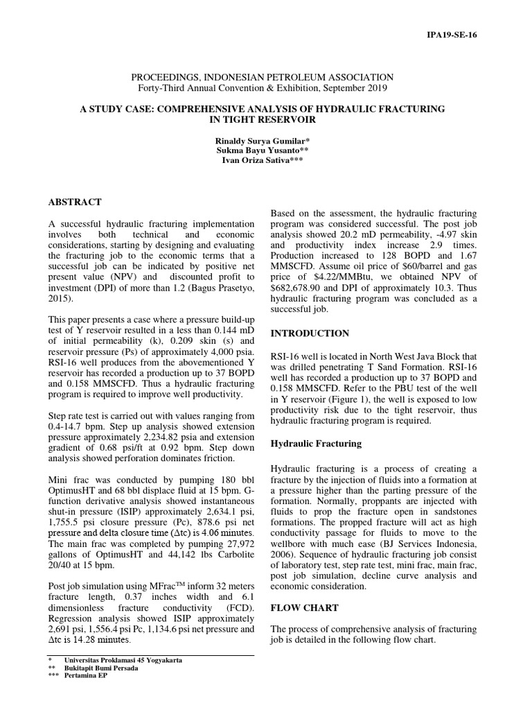 Comprehesive Analysis of Hydraulic Fracturing in Tight Reservoir | PDF ...