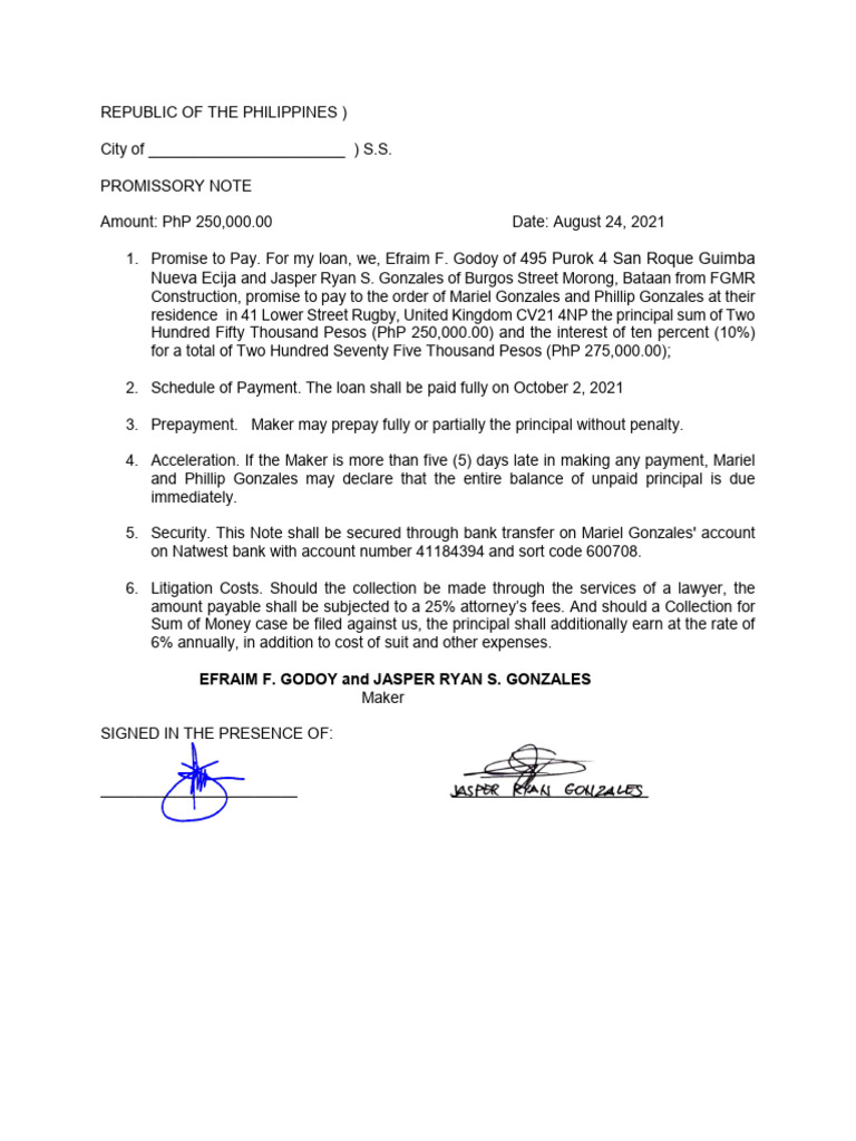 Acknowledgment | Download Free PDF | Promissory Note | Personal Finance