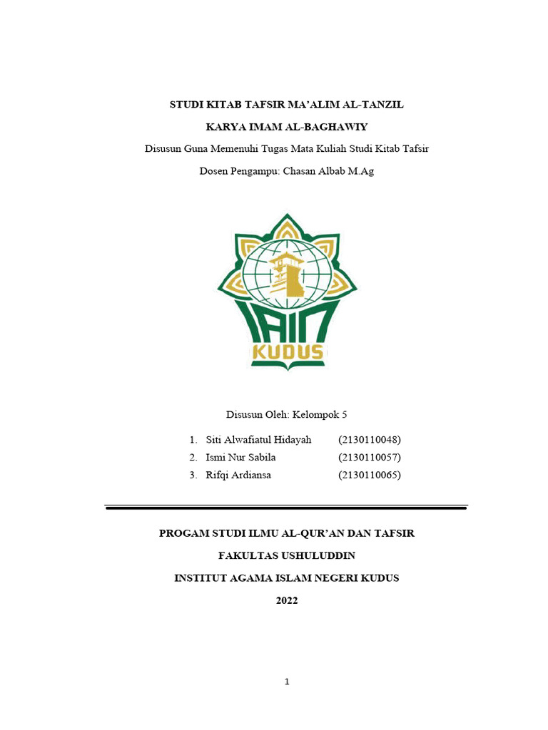 Tafsir Ma’alim al-Tanzil Karya Al-Baghawiy | PDF