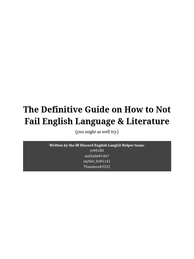 IB Eng LangLit Guide | PDF | Poetry | Rhetoric