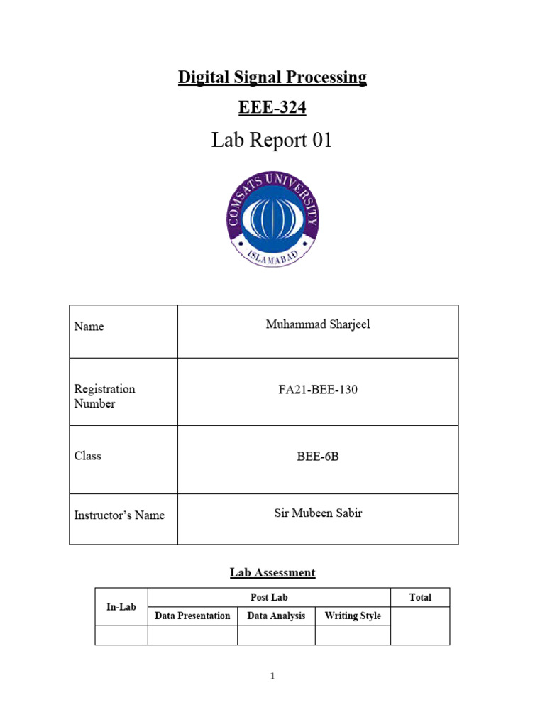 DSP Lab 1 | PDF | Digital Signal Processing | Computer Hardware