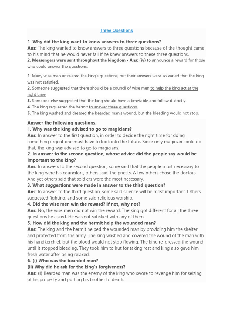 Three Questions | PDF | Squirrel | Forgiveness