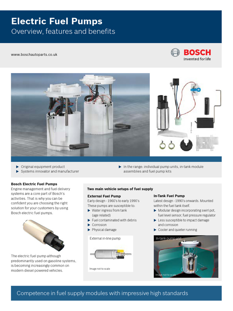 Bosch Electric Fuel Pumps Overview | PDF | Pump | Electrical Connector