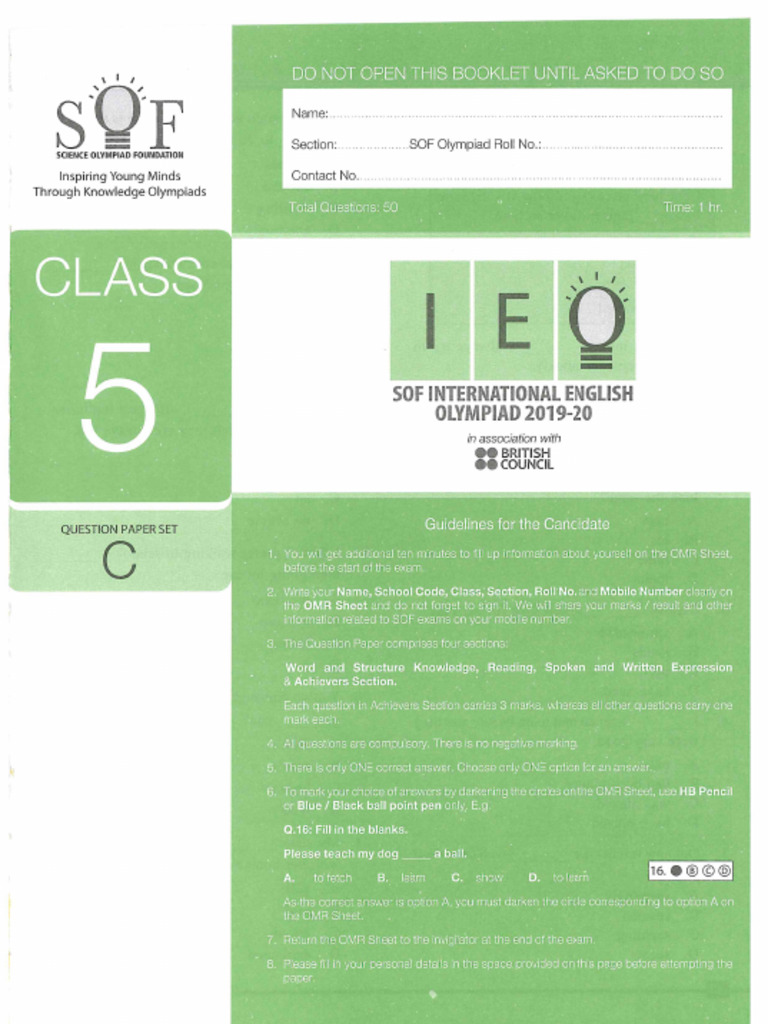 IEO - Class 5 - 2019-20 | PDF