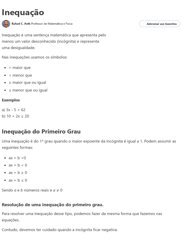 Resolução de Inequações do 1º e 2º Grau | PDF | Matemática | Objetos ...