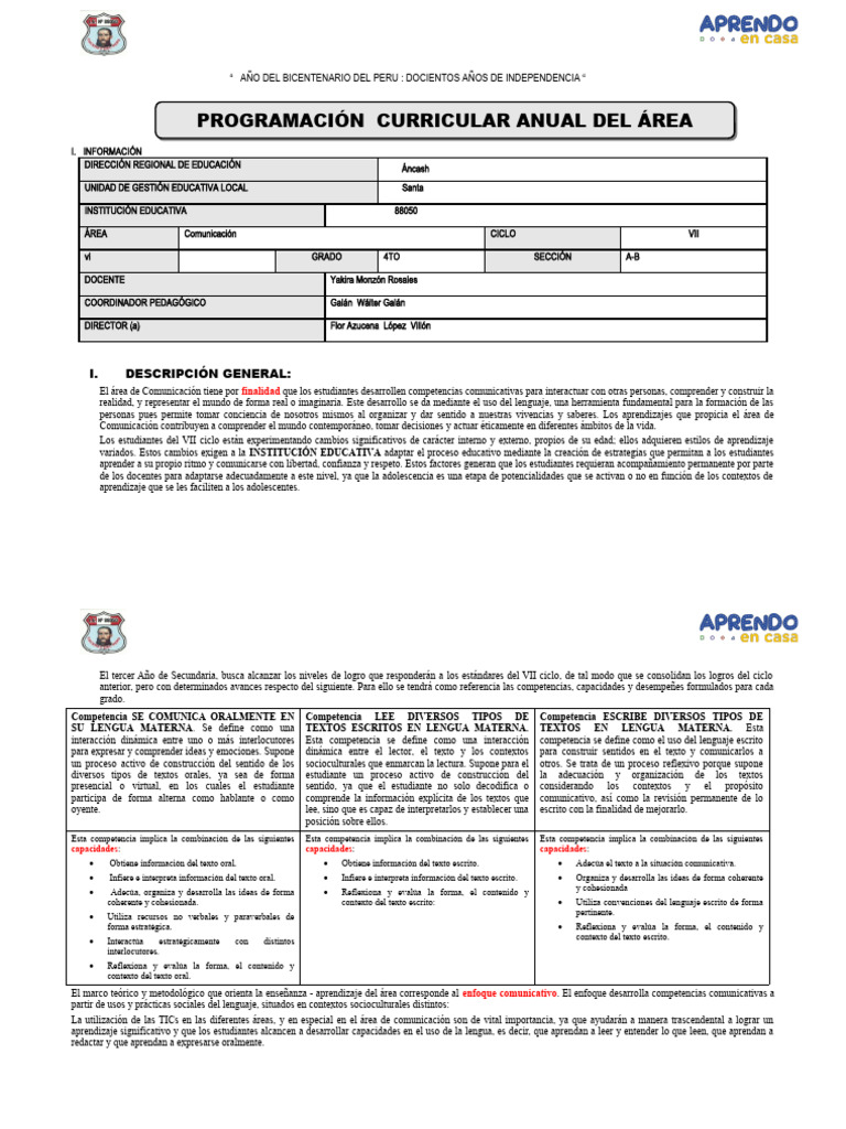 3ro Y 3RO Plan Anual | PDF | Aprendizaje | Plan de estudios