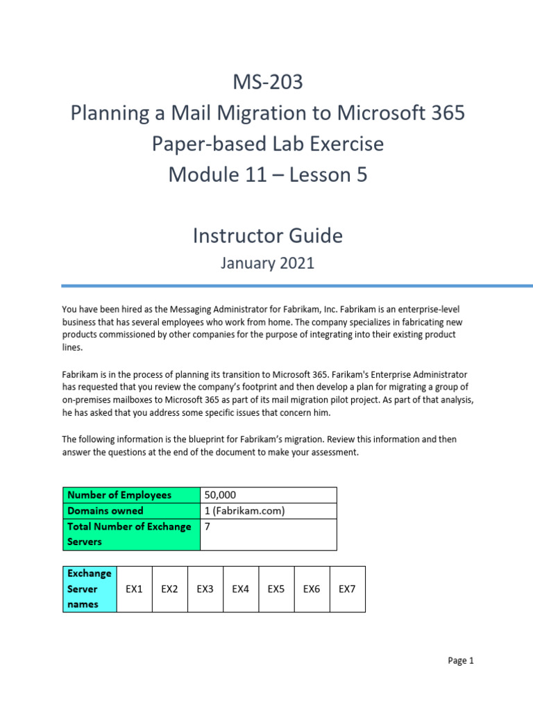 MS 203T00A ENU M11 L05 PaperBasedLab TrainerGuide | PDF | Cloud Computing | Information