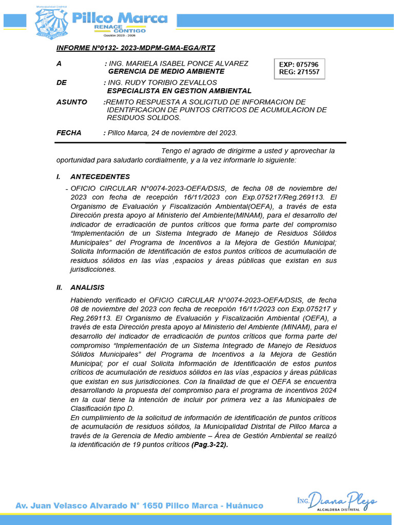 INFORME N°132-IDENTIFICACION DE PUNTOS CRITICOS | PDF | Perú INFORME N°132-IDENTIFICACION DE PUNTOS CRITICOS | PDF | Perú