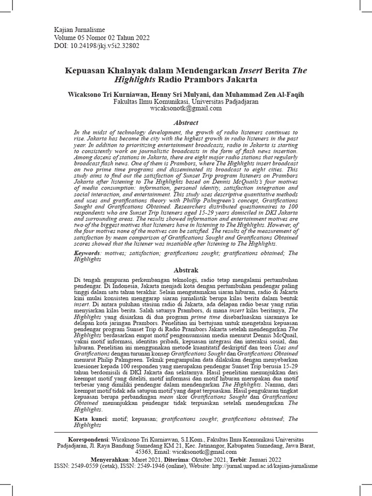 Kepuasan Pendengar The Highlights Prambors | PDF | Politik | Ilmu Sosial
