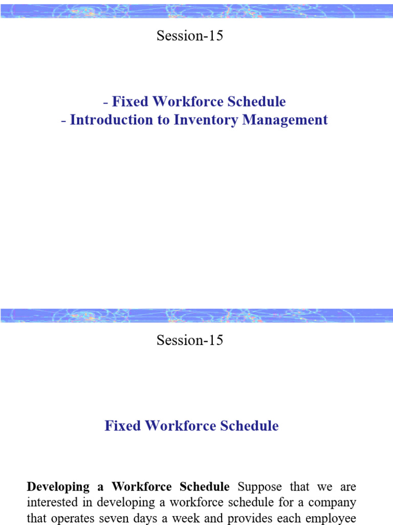 15 - Fixed Workforce Scheduling and Inventory Management | PDF | Inventory | Business