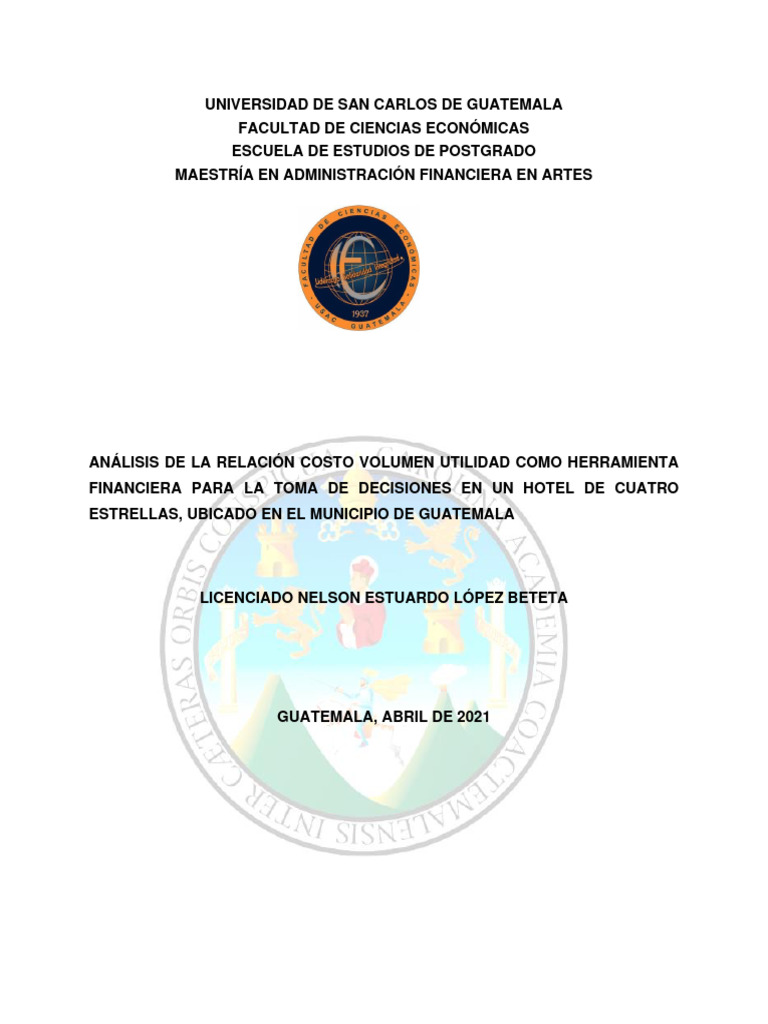 Tesis Usac Sobre Costos Hoteleria | PDF | Contabilidad | Business
