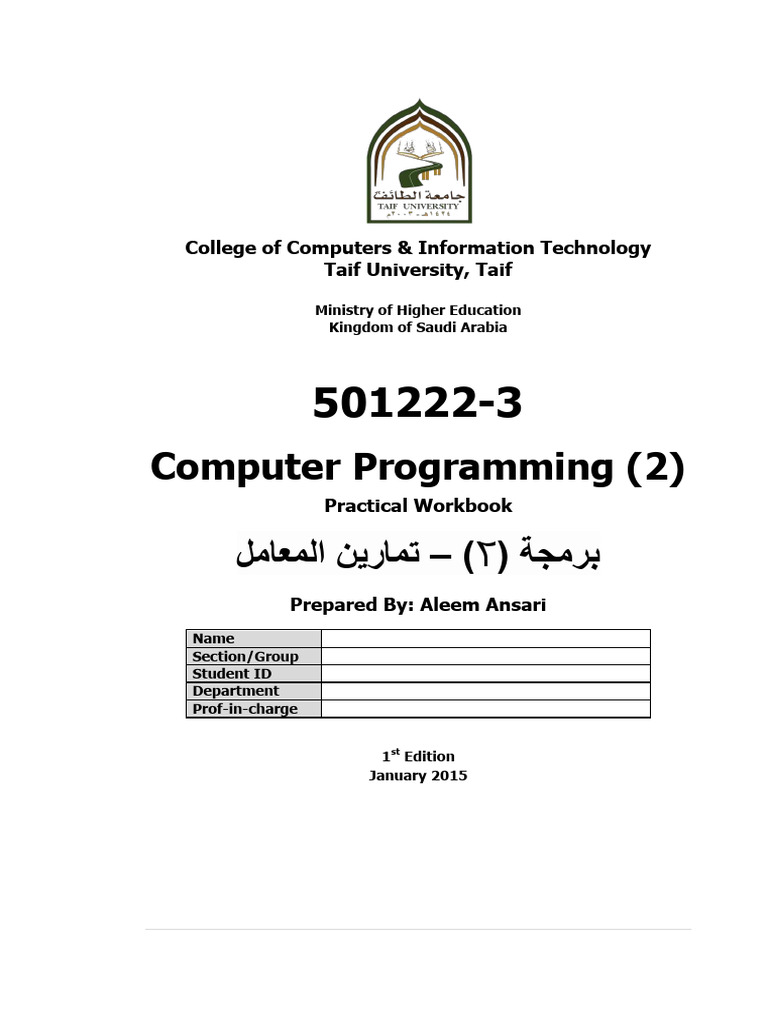 Computer Programming Workbook | PDF | Parameter (Computer Programming) | Computer Program