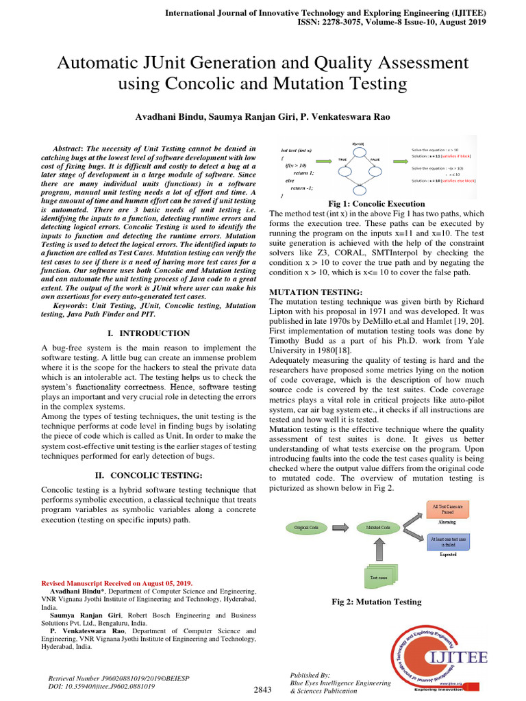 Automatic JUnit Generation and Quality Assessment Using Concolic and ...