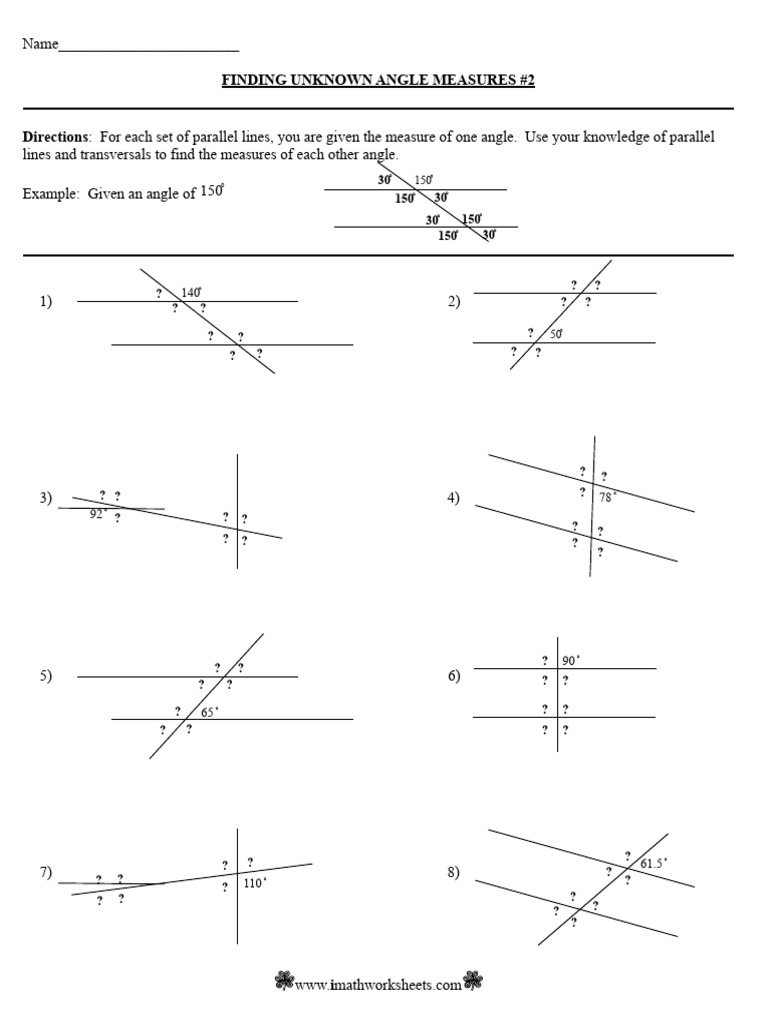 Finding Unkown Angle Measures 2 | PDF | Elementary Geometry | Euclidean ...