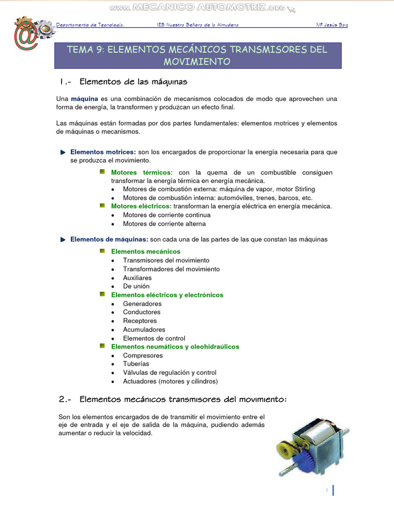 Manual Elementos Mecanicos Transmisores Movimiento Acoplamientos Ruedas Transmision ...
