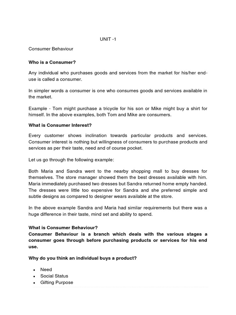 Unit 1, CB | PDF | Consumer Behaviour | Target Audience
