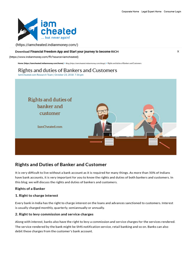 Rights and Duties of Bankers & Customers | PDF | Banks | Interest
