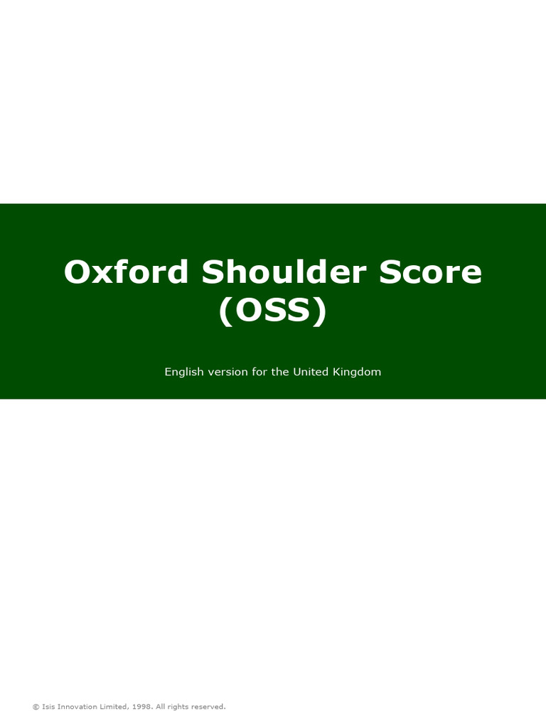 Oxford Shoulder Score | PDF