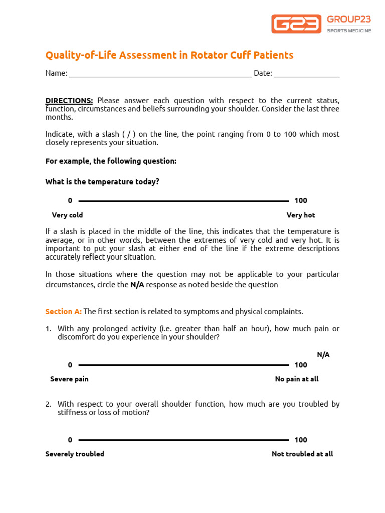 Quality-of-Life Assessment in Rotator Cuff Patients | PDF | Psychology ...