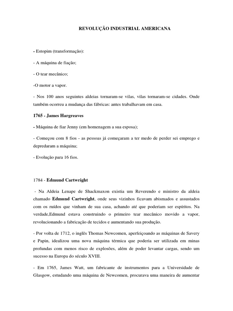 Revolução Industrial Americana: Inovações e Impactos | PDF