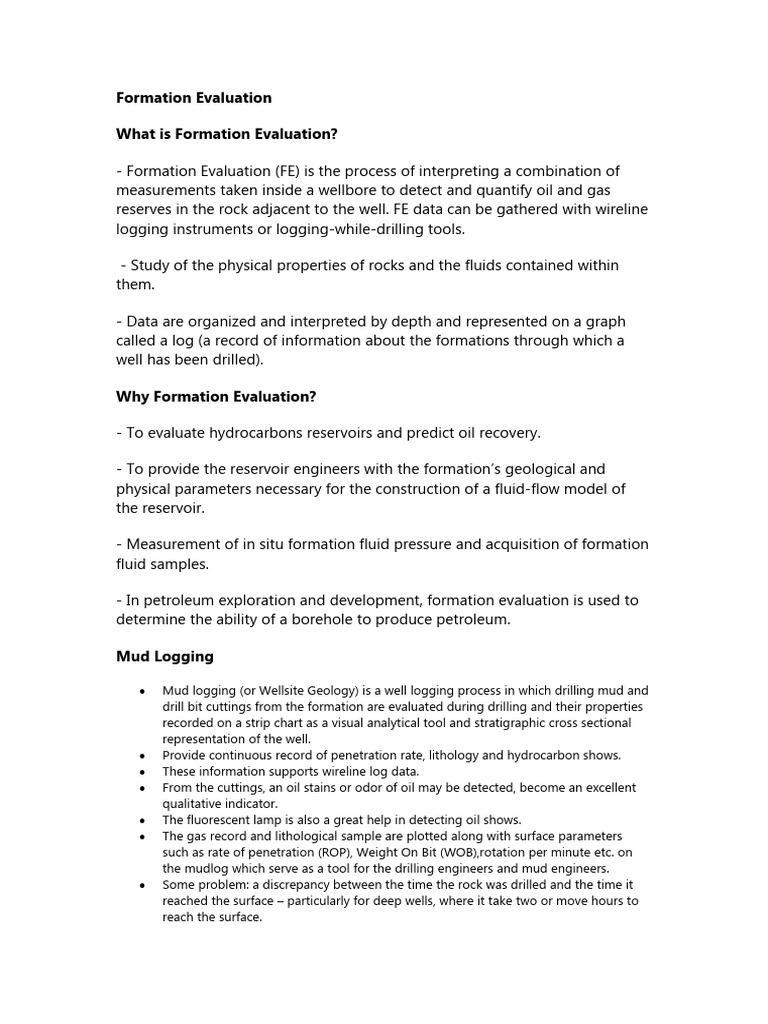 Formation Evaluation | PDF