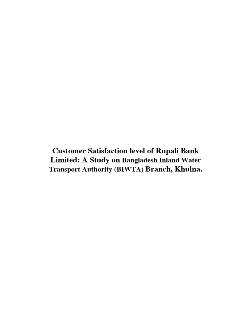 Customer Satisfaction Level of Rupali Ba | PDF | Banks | Customer Satisfaction