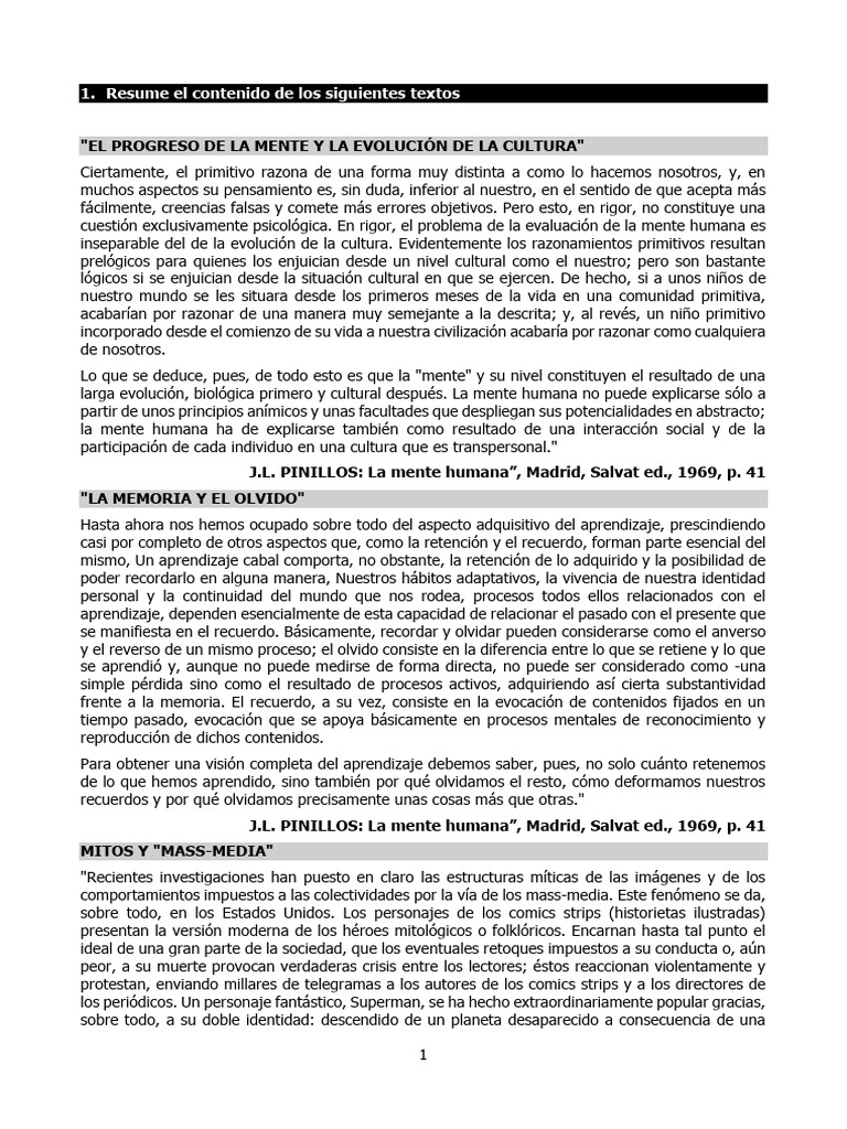 Ejercicios-Resumen y Tema-Propuestos | PDF | Conciencia | Mente