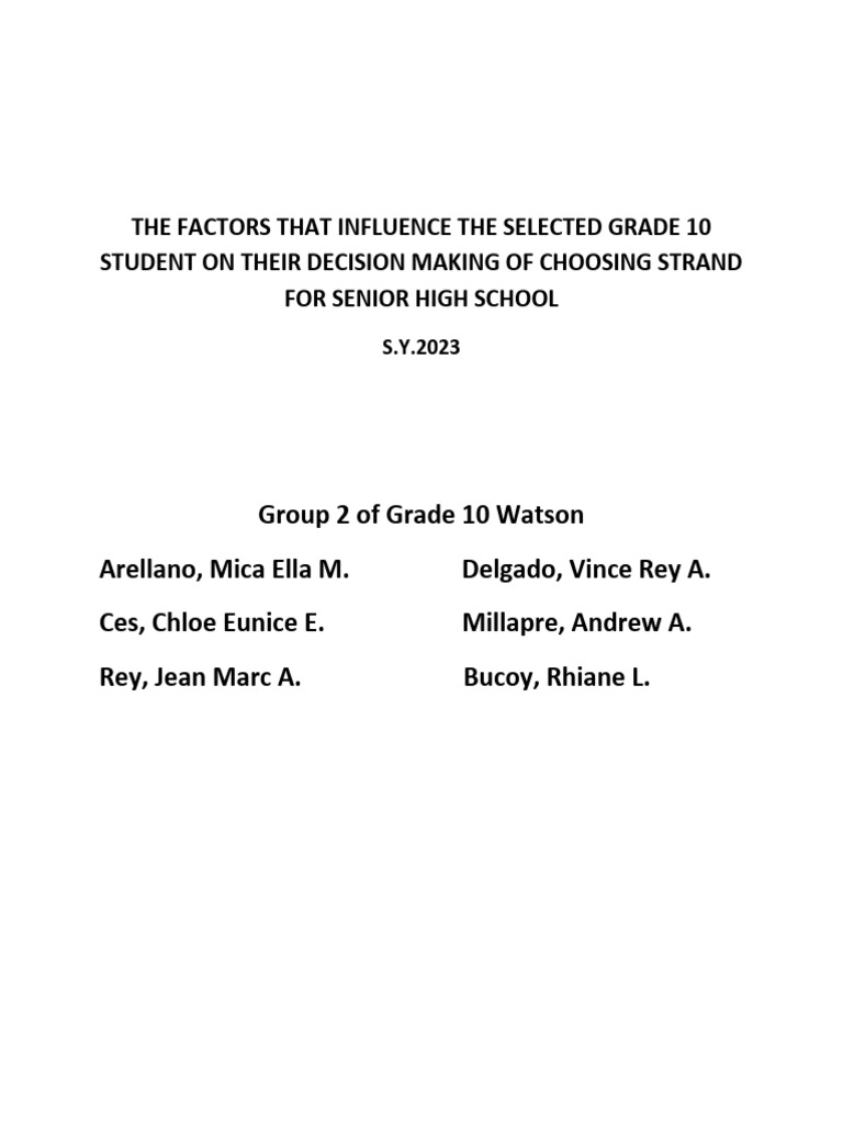 Eciding What Strand To Take in Senior High School 1 1 1 | PDF ...
