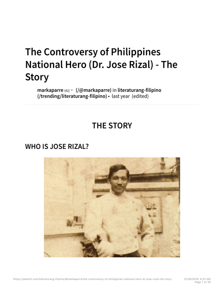The Controversy of Philippines National Hero Dr. Jose Rizal The Story ...