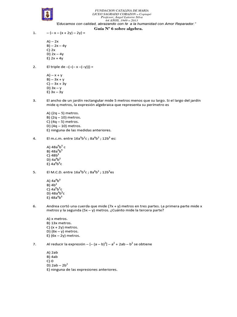 Algebra 1 | PDF | Métodos y materiales de enseñanza