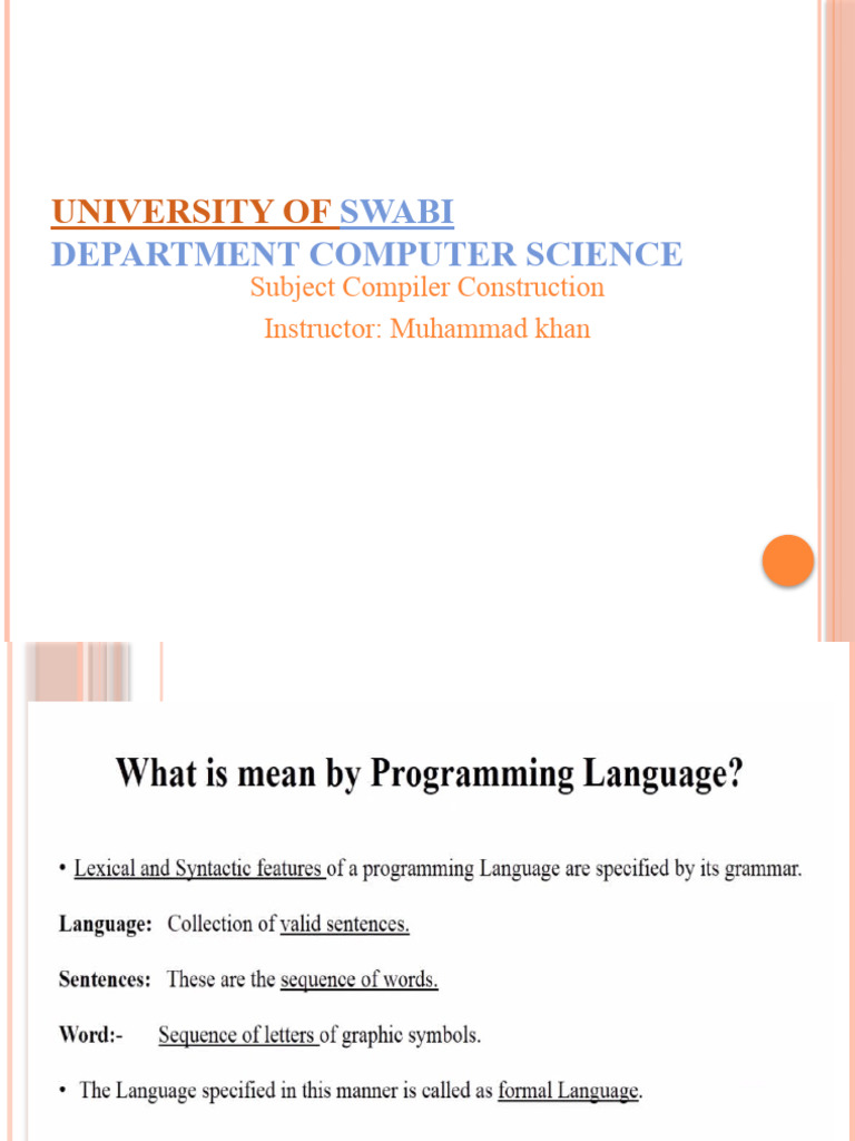 Compiler Construction Course at University of Swabi | PDF