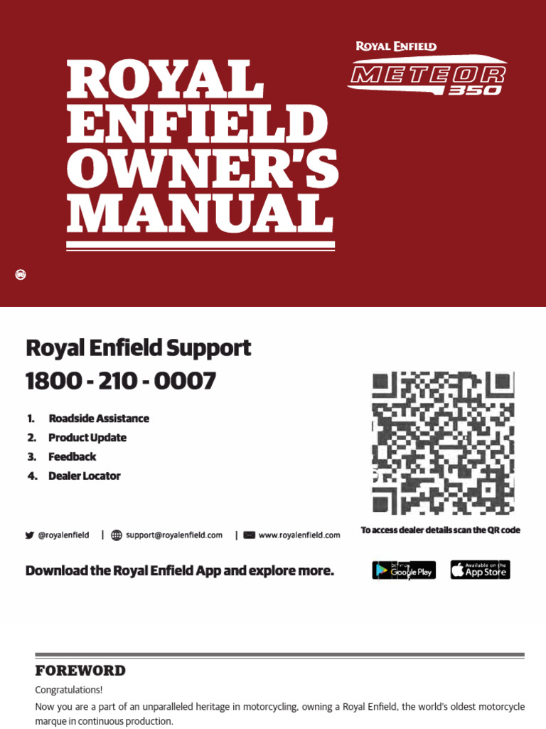 Owners Manual Meteor 350 | PDF | Motorcycle | Traffic