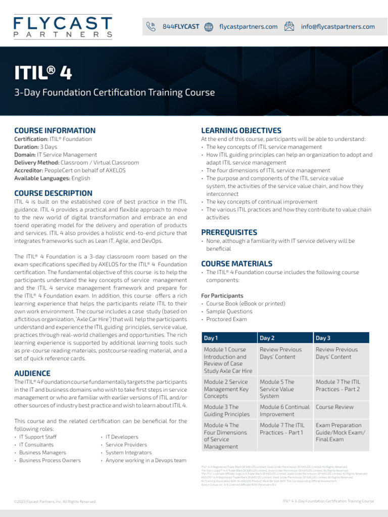 ITIL 4 Foundation Certification Training Course | PDF | It Service ...