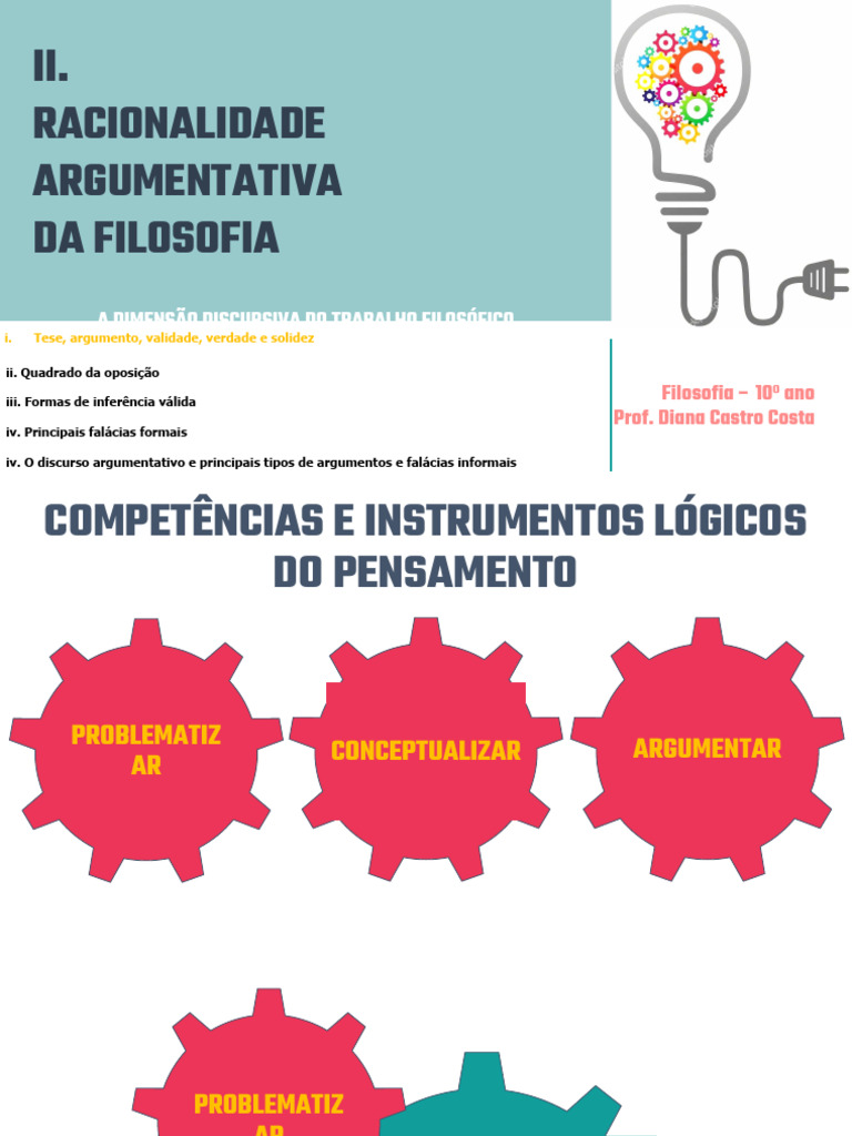 Lógica - Filosofia 10ºano | PDF | Argumento | Verdade