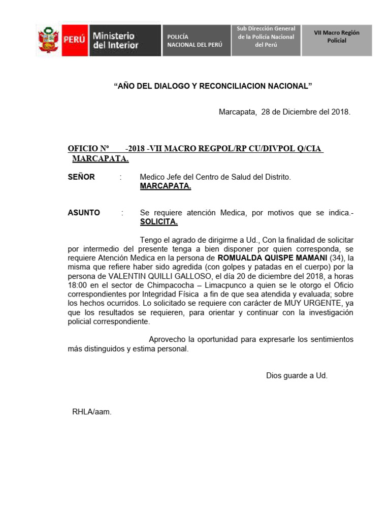 Oficio A La Posta | PDF | Servicios de emergencia | Cumplimiento de la ley