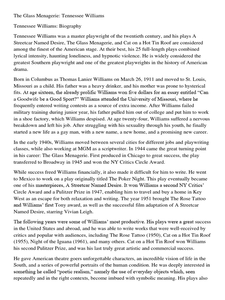 The Glass Menagerie | PDF