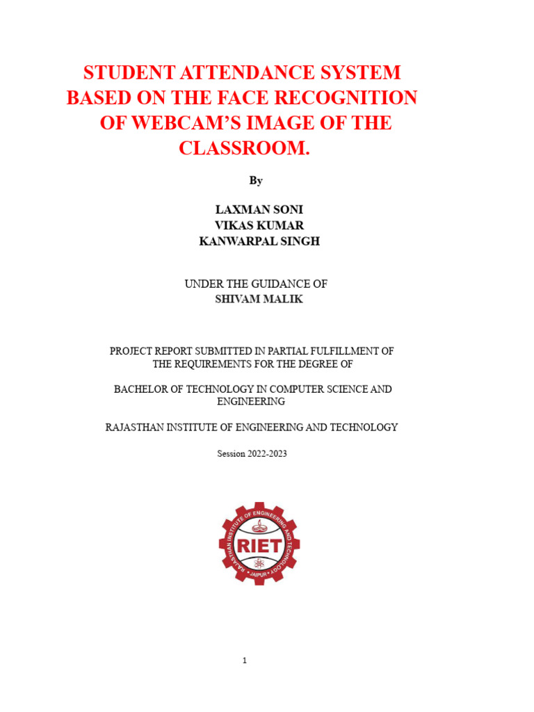 Project Report 7th Semester | PDF | Biometrics | Image Segmentation