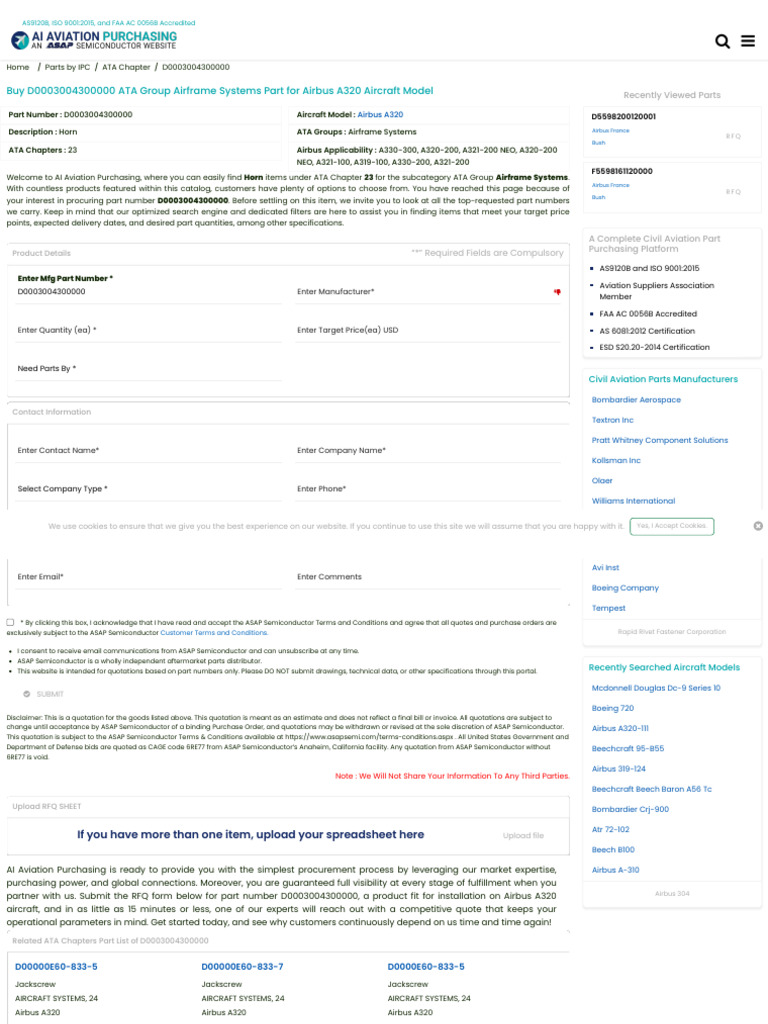 Buy D0003004300000 IPC Part For Airbus A320 Model | PDF | Aviation ...