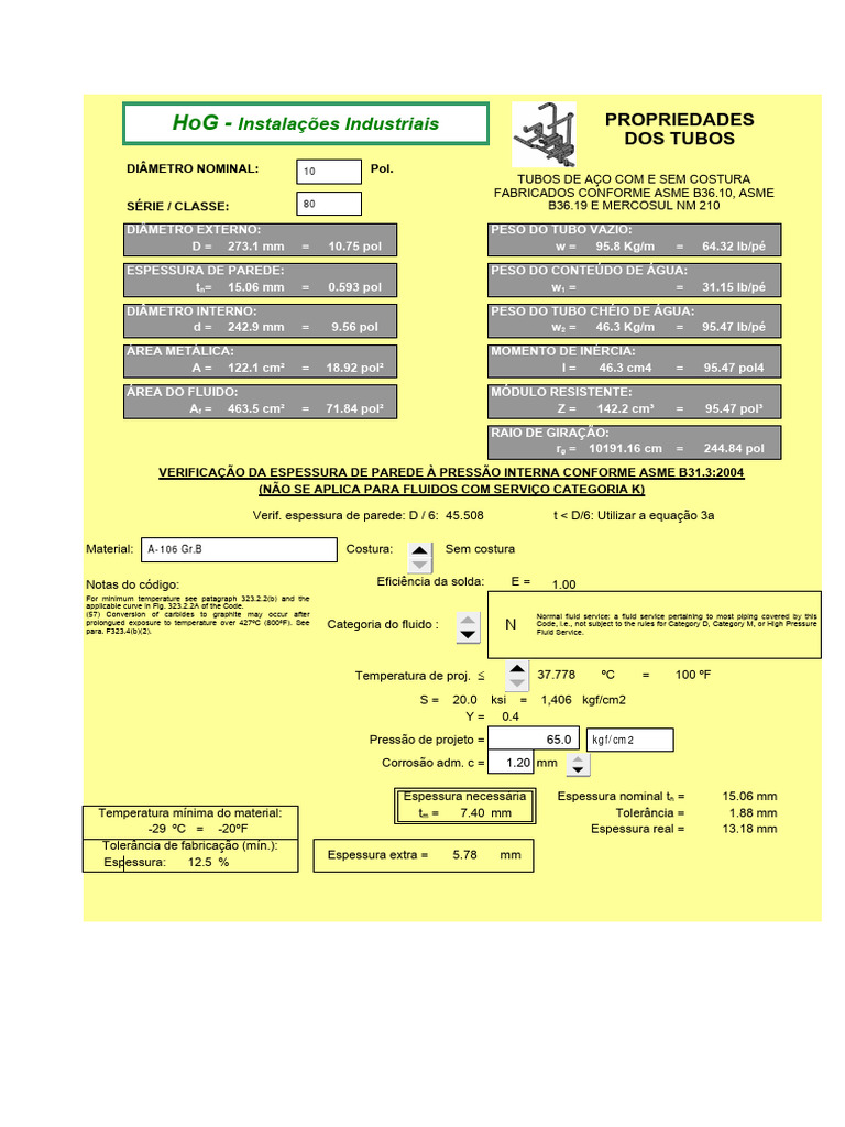 Tabela de Tubos Hog-070515 | PDF