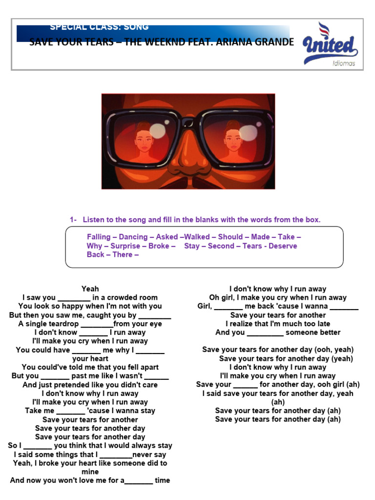 Song Class - Save Your Tears - The Weeknd - STUDENTS | PDF
