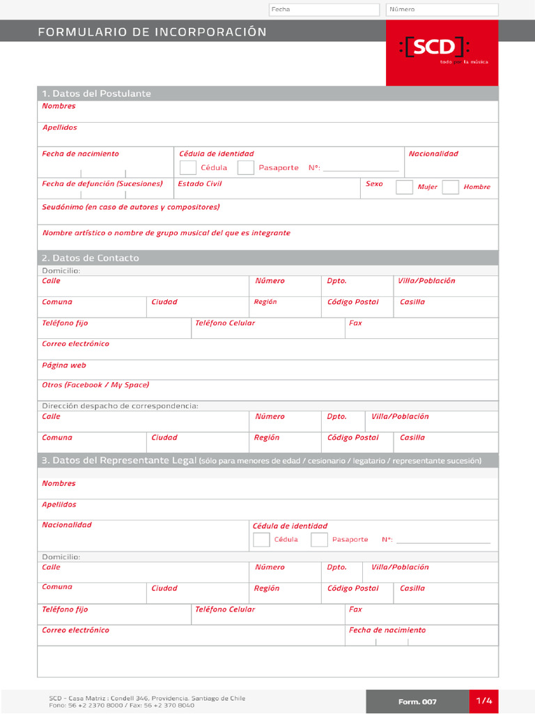 formulario de incorporación SCD | PDF