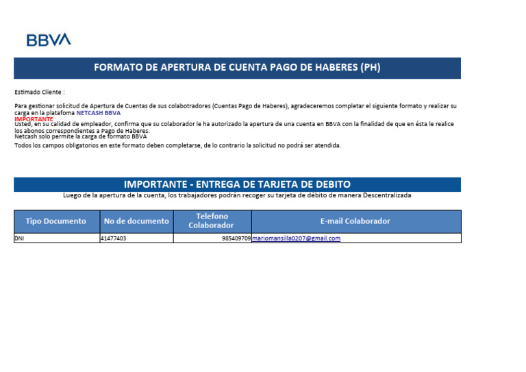 Formato Reducido Aperturas de Cuentas Bbva | PDF | Crecimiento personal y profesional