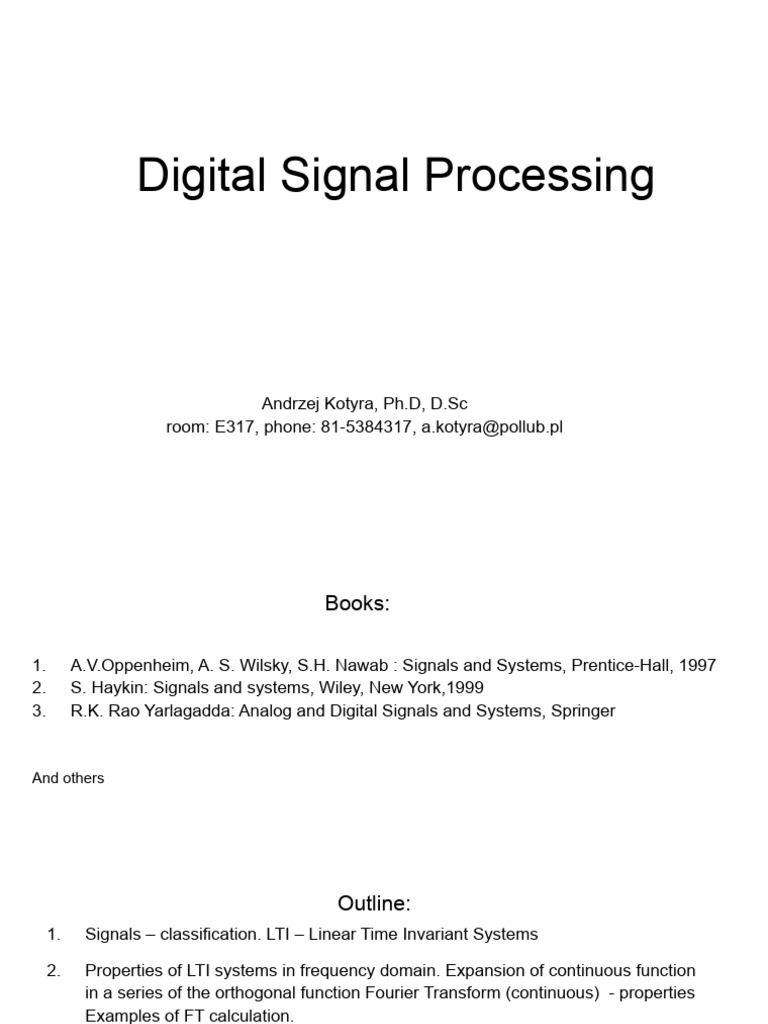 Digital Signal Processing Overview | PDF | Wavelet | Digital Signal Processing