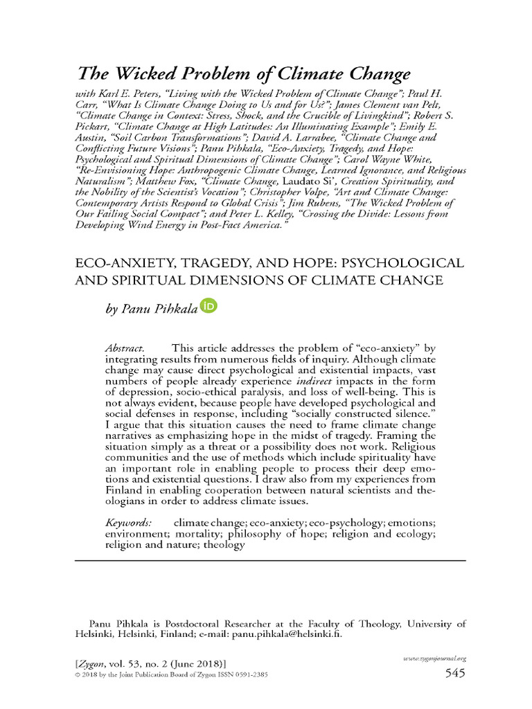 Eco Anxiety and Hope | PDF | Grief | Tragedy